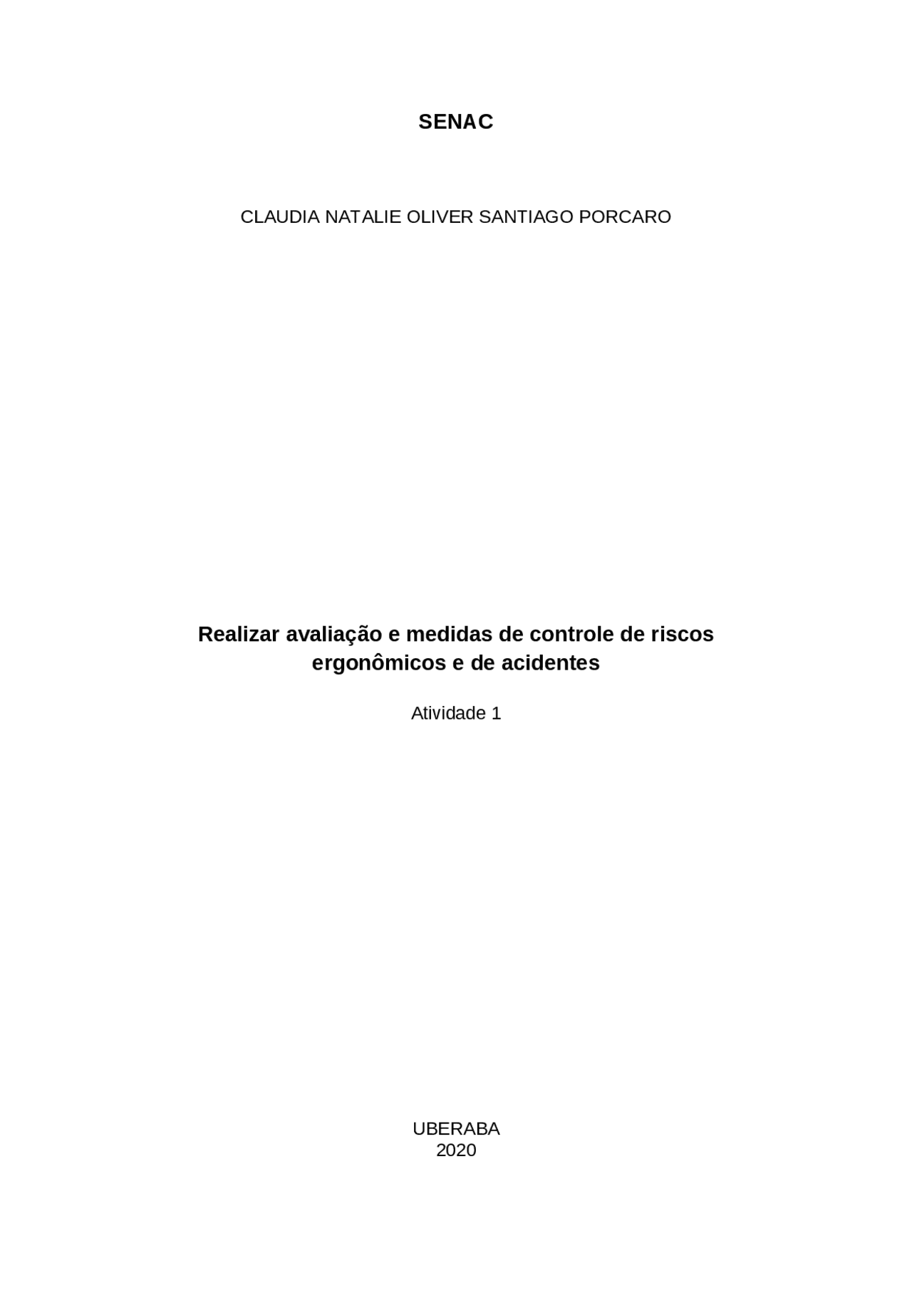 Atividade 1 Modulo Uc03 Trabalhos Segurança Do Trabalho Docsity