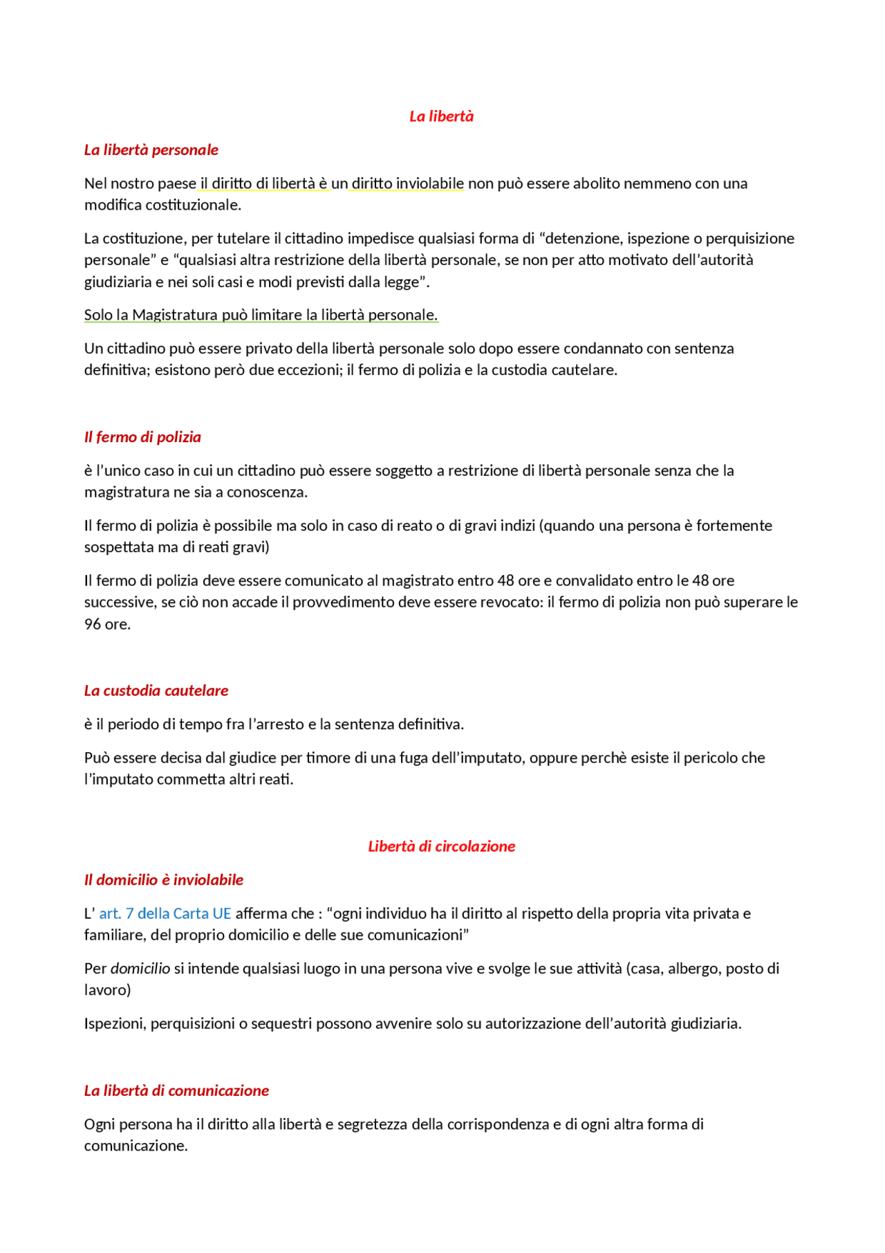 Libertà Ediritti Umani Docsity