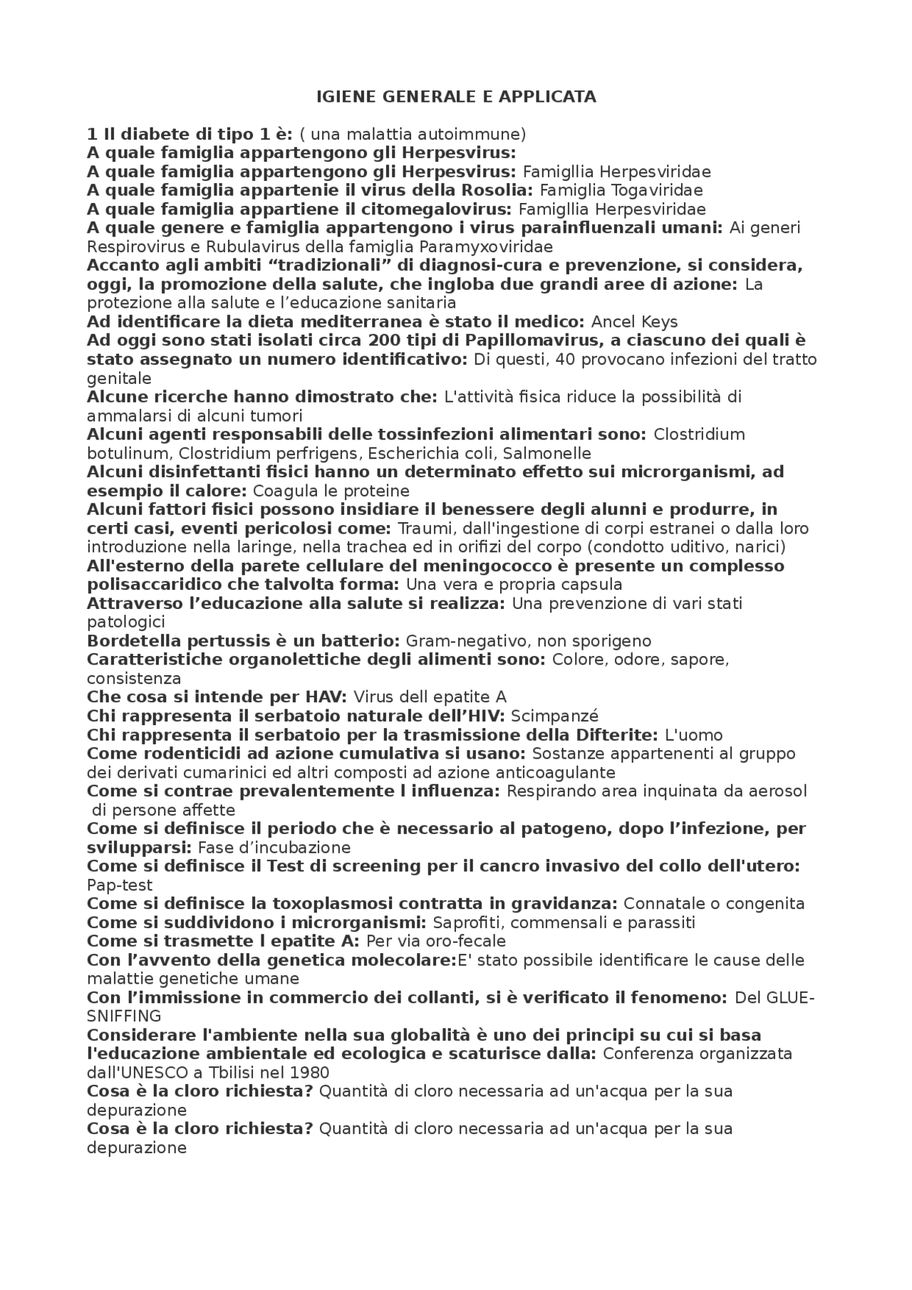 Igiene Generale E Applicata Docsity