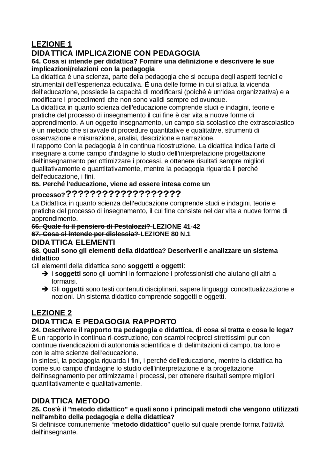 DOMANDE APERTE DIDATTICA E PEDAGOGIA SPECIALE E-CAMPUS | Dispense di ...