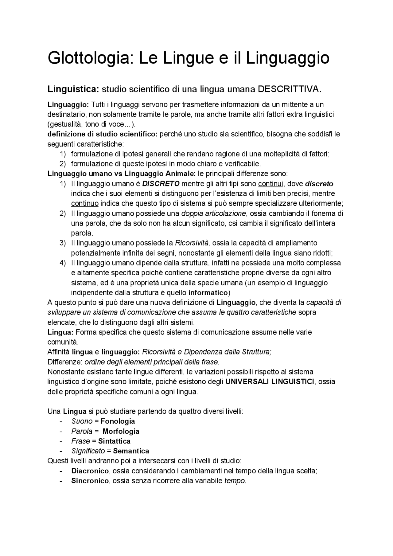 Riassunto Graffi Scalise Docsity