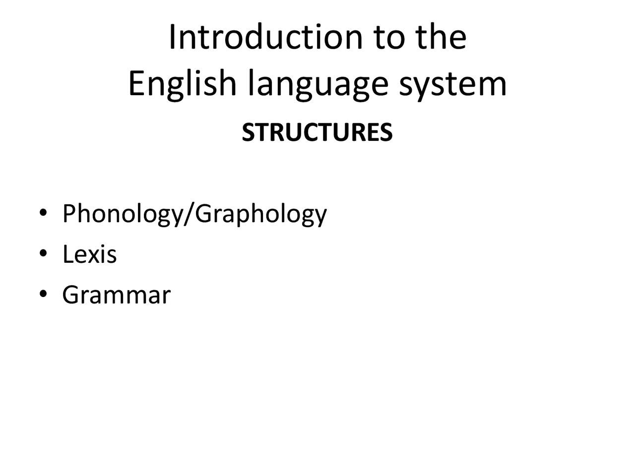 Introduction to the English language system - Docsity