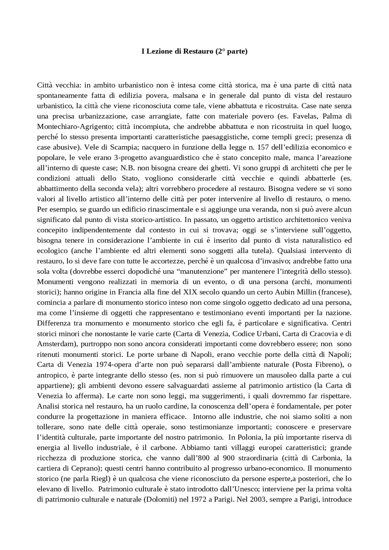 Appunti Di Restauro Docsity
