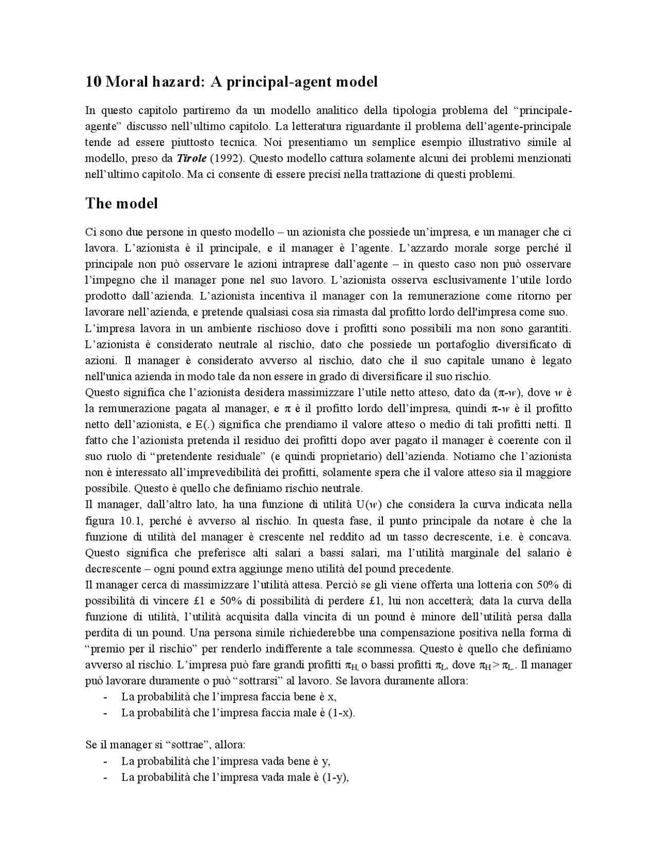 Appunti Modello Principale Agente Moral Azard Docsity