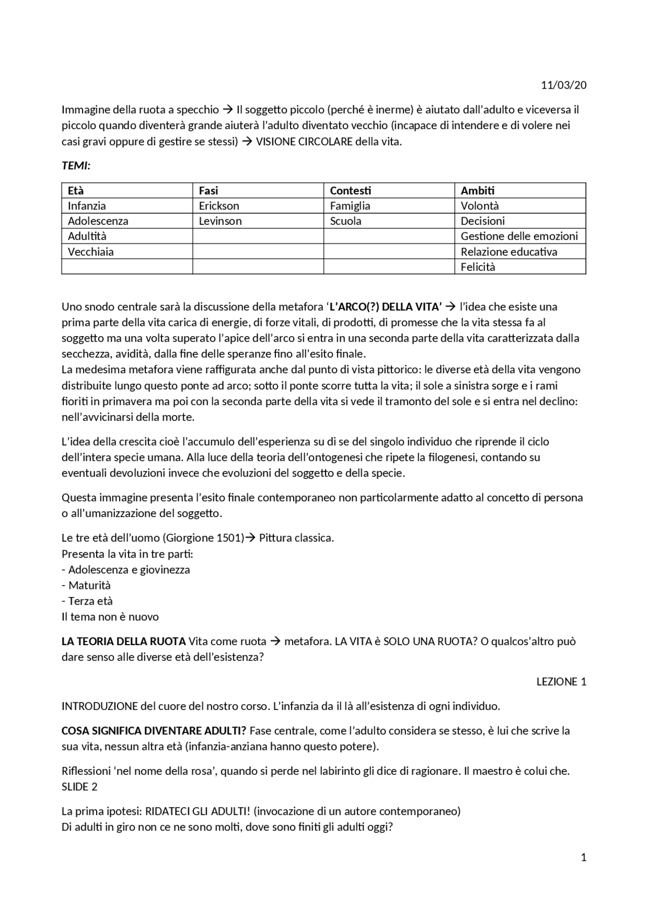 Pedagogia Del Ciclo Di Vita Docsity