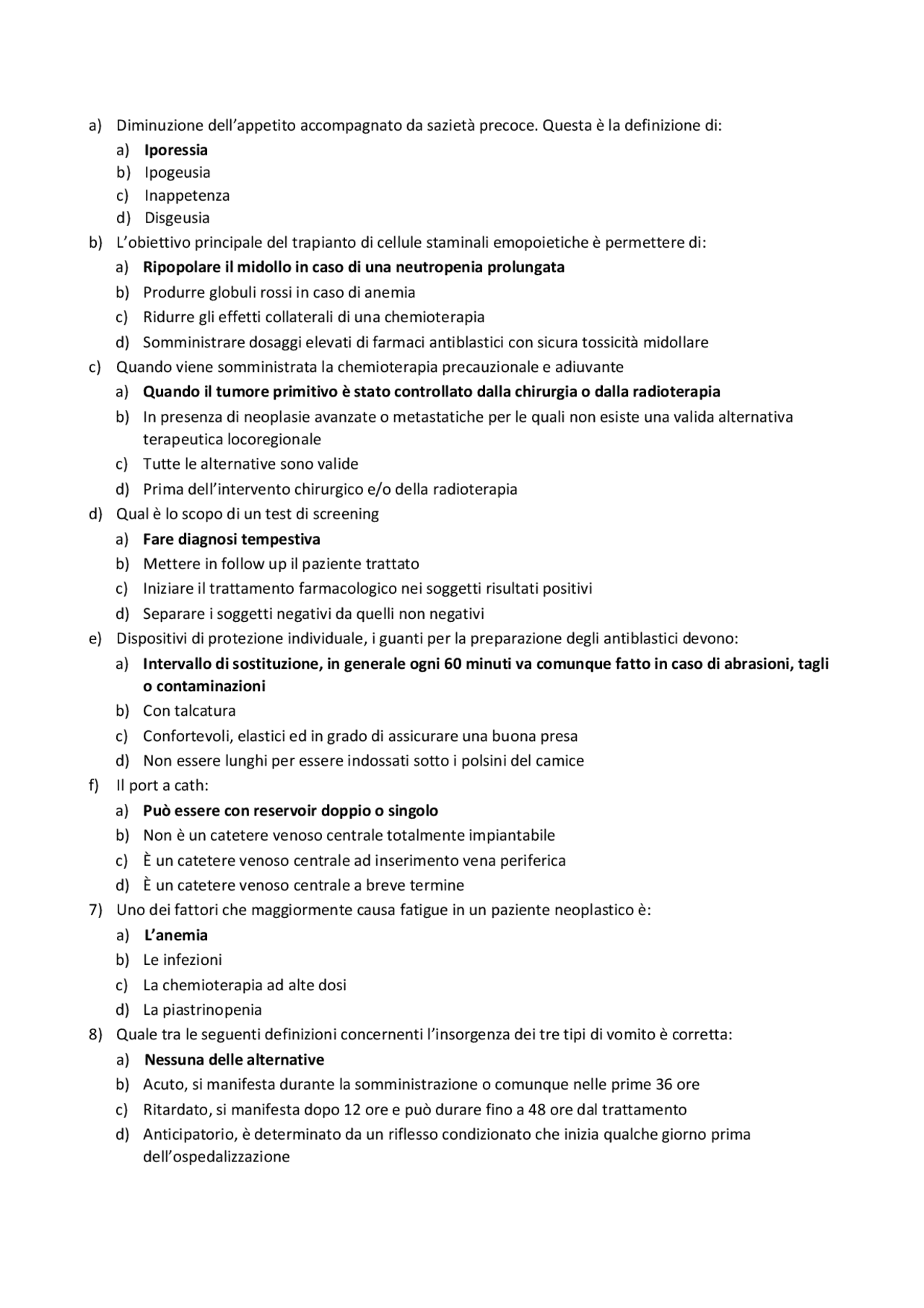 Domande Esame Infermieristica In Oncologia Prove Desame Di