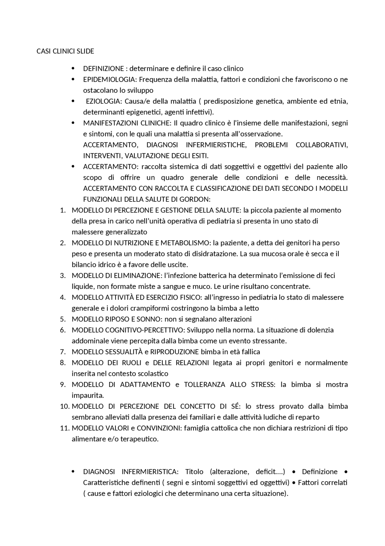 Struttura Casi Clinici Infermieristica Docsity