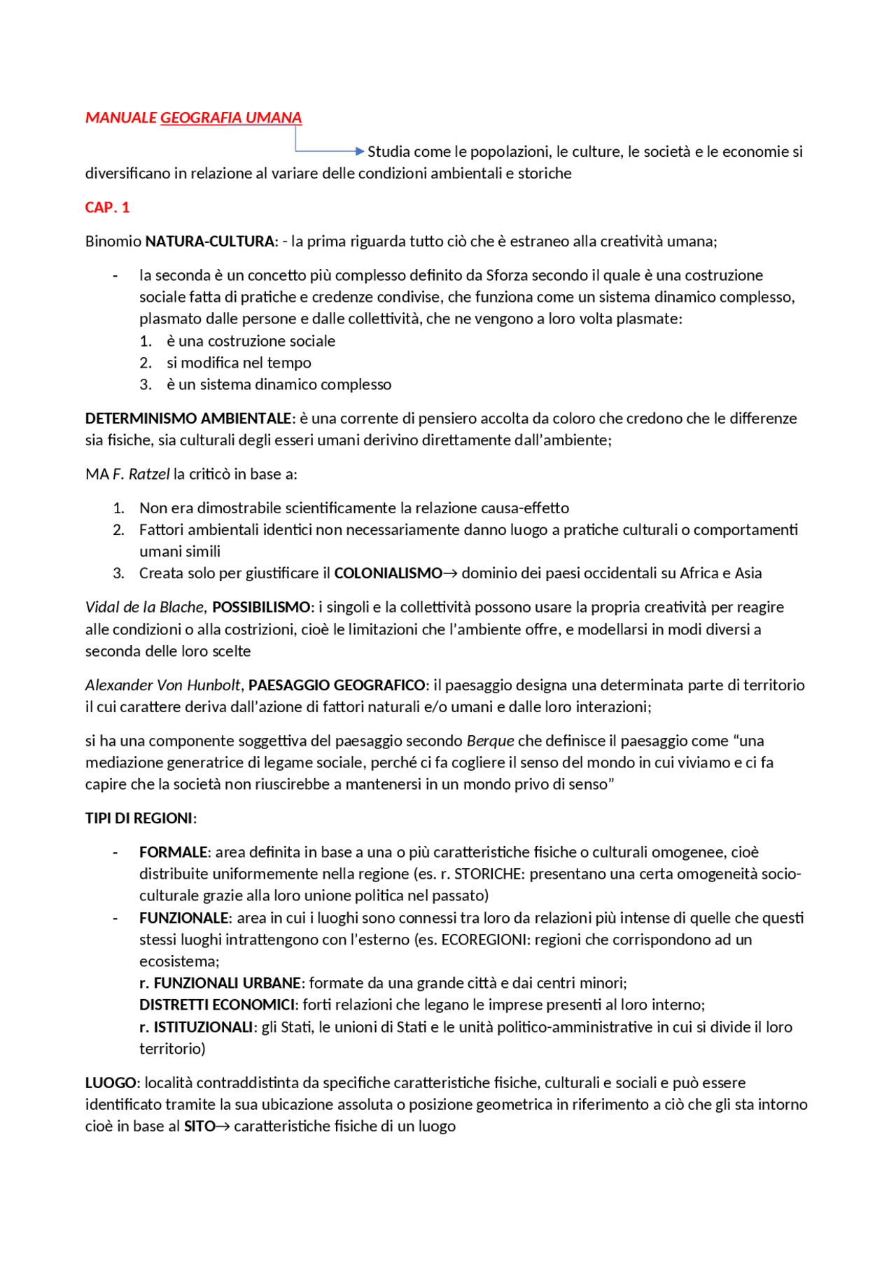 Manuale Geografia Umana Docsity