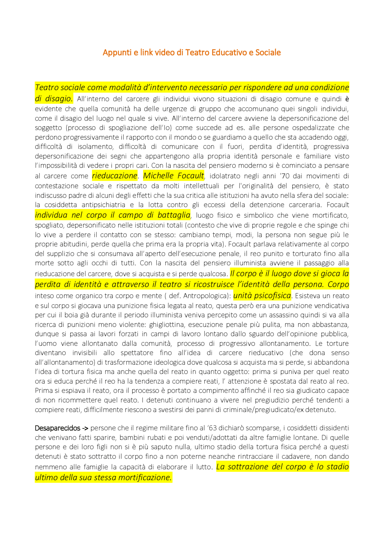 Appunti Teorie E Tecniche Del Teatro Sociale Docsity