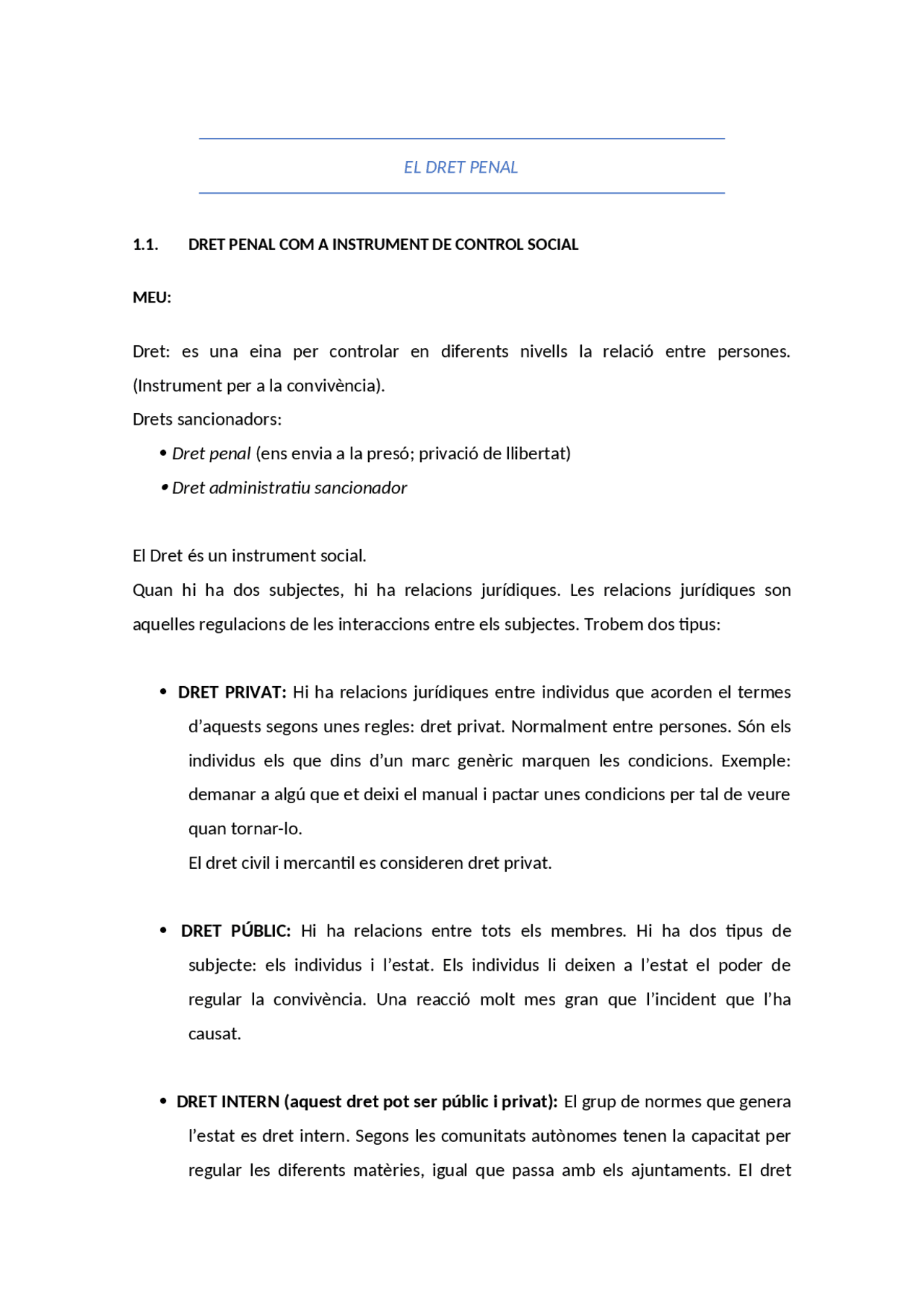 Apunts De Dret Penal I Docsity
