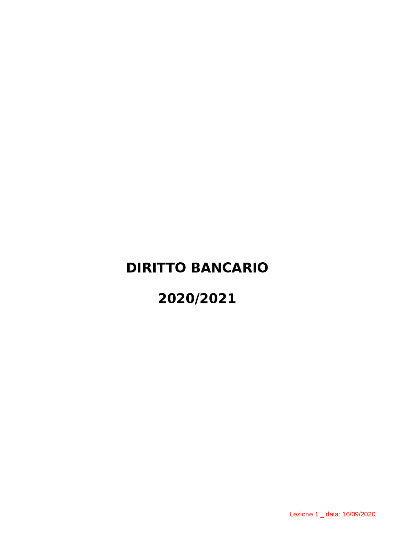 Lezione 1 Diritto Bancario Docsity