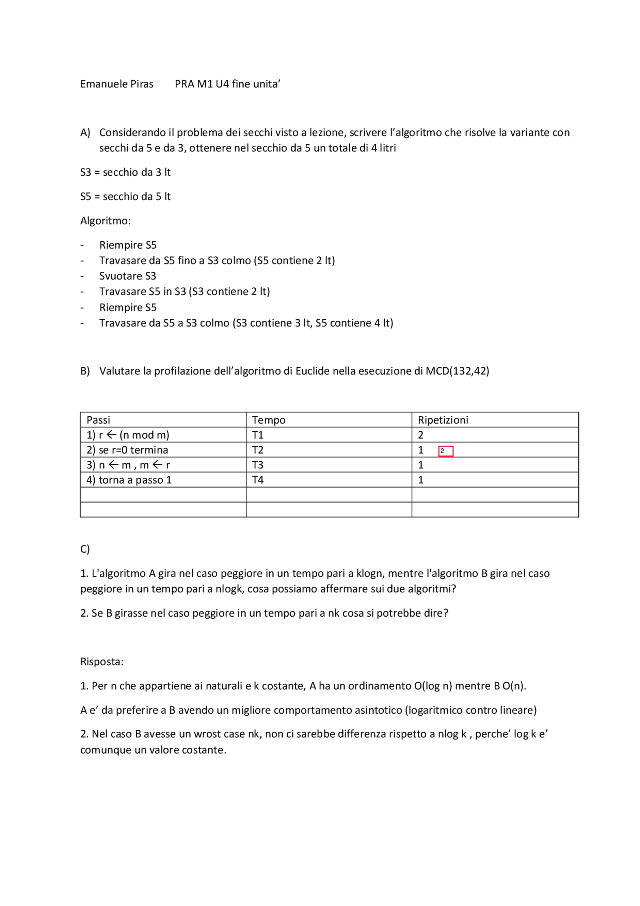 Esercizi Corso Programmazione Docsity
