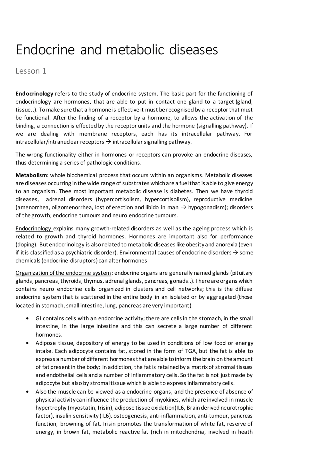 Endocrine and metabolic diseases - Docsity