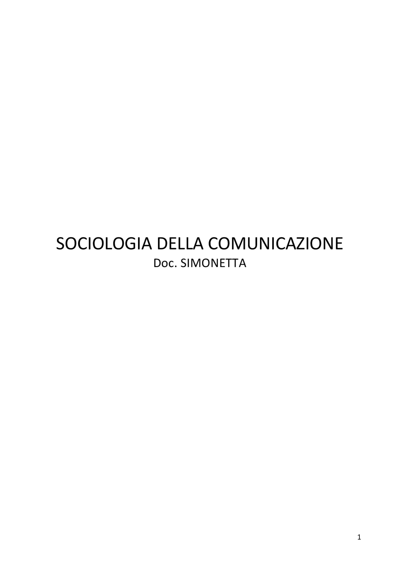 Sociologia Della Comunicazione Docsity