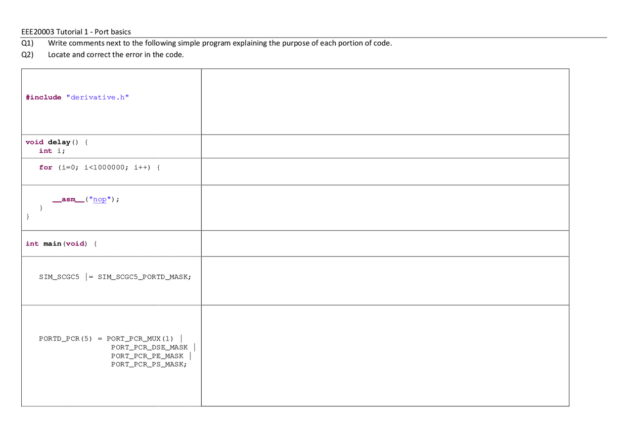 Tutorial 1 Embedded Microcontrollers Docsity