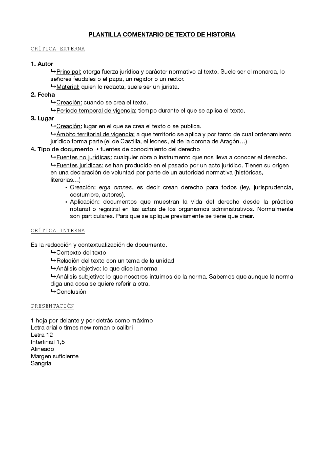 Esquema de como hacer un comentario de texto - Docsity