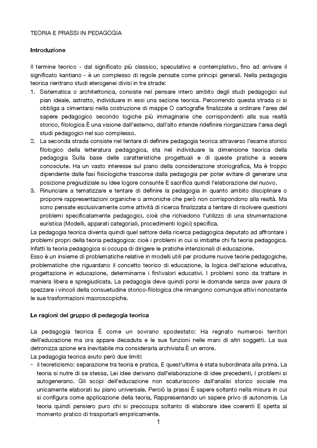 Teoria E Prassi In Pedagogia Di Massimo Baldacci Ed Enza Colicchi Docsity