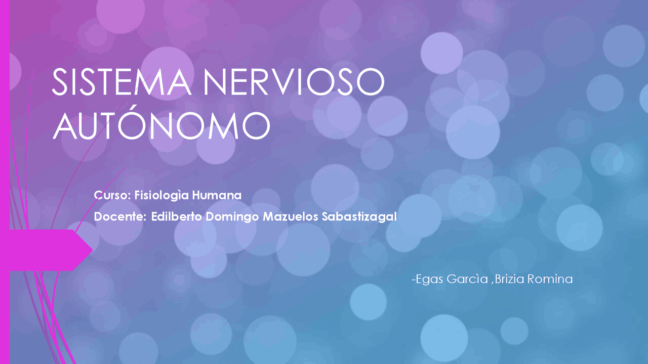 Sistema nervioso autonomo | Slide di Fisiologia Umana | Docsity