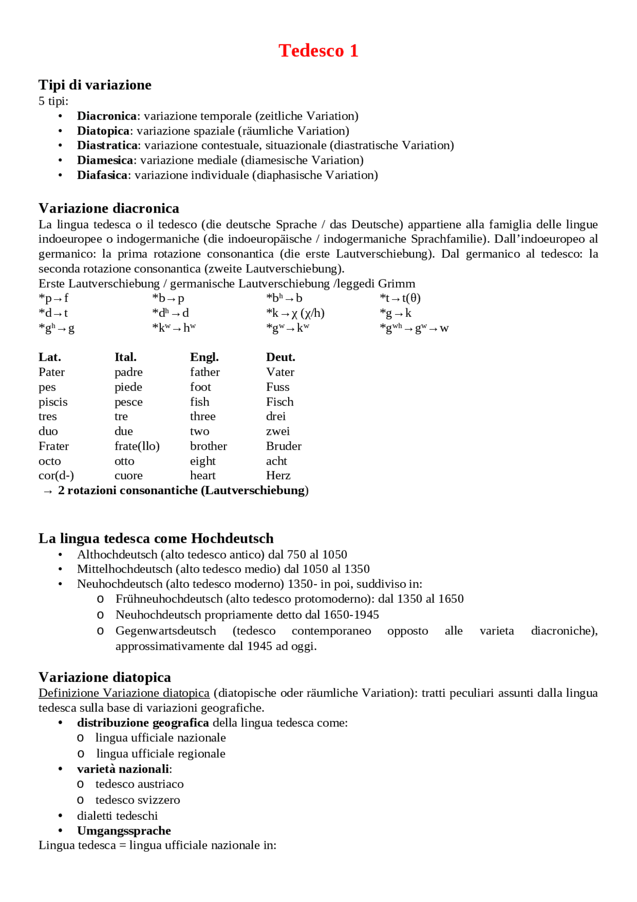 Lingua Tedesca 1 Unifi Docsity
