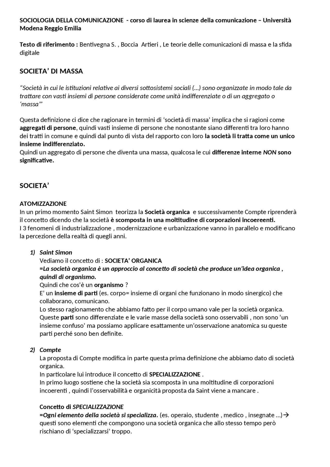 Appunti Completi Sociologia Della Comunicazione Unimore Docsity