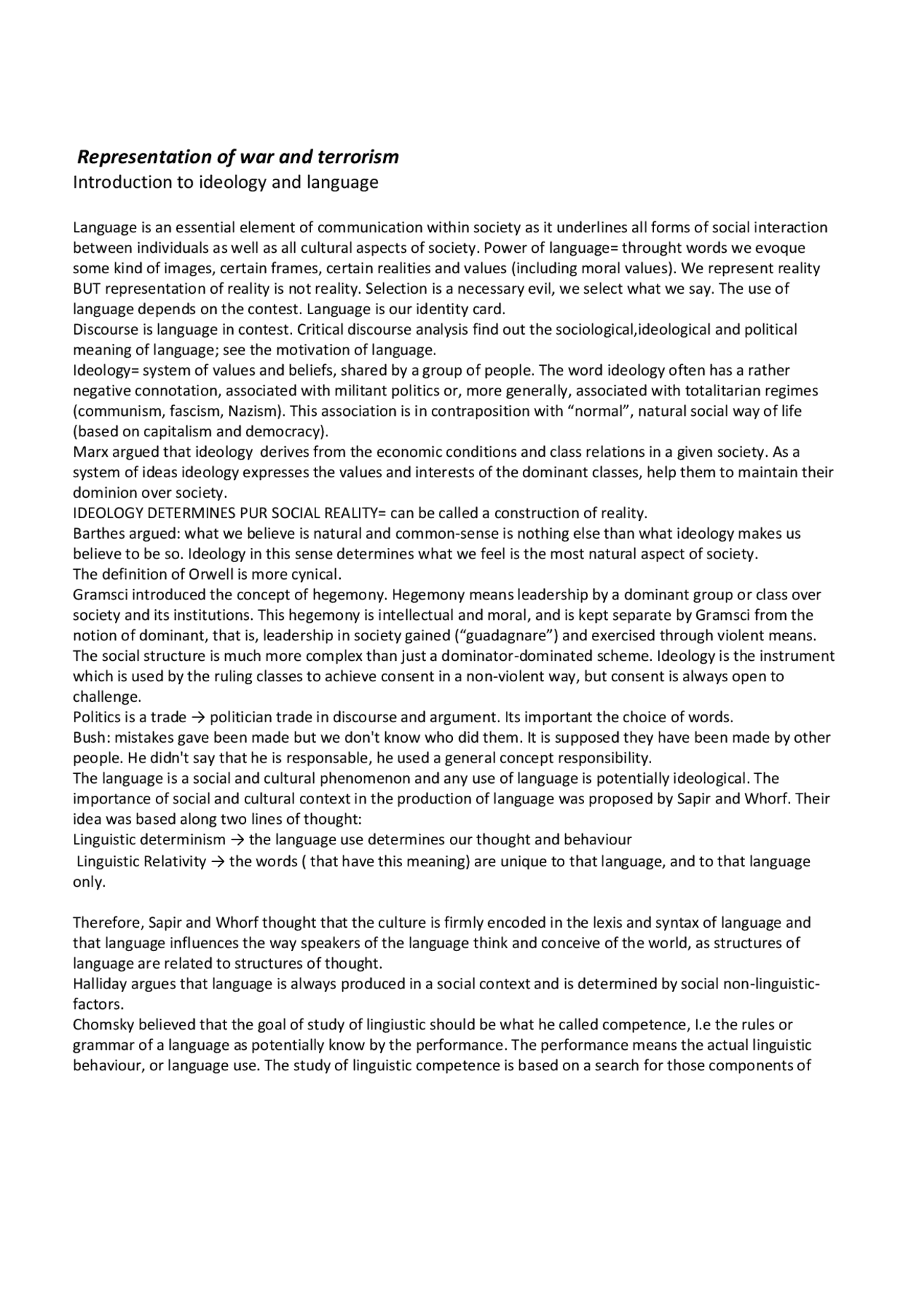 Representation Of War And Terrorism Docsity