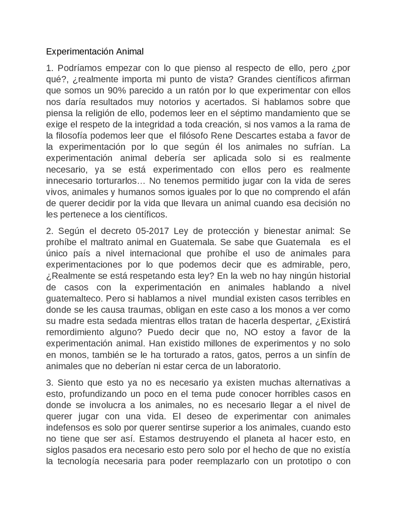 Ensayo de Experimentacion Animal | Apuntes de Ciencias de la Tierra y ...