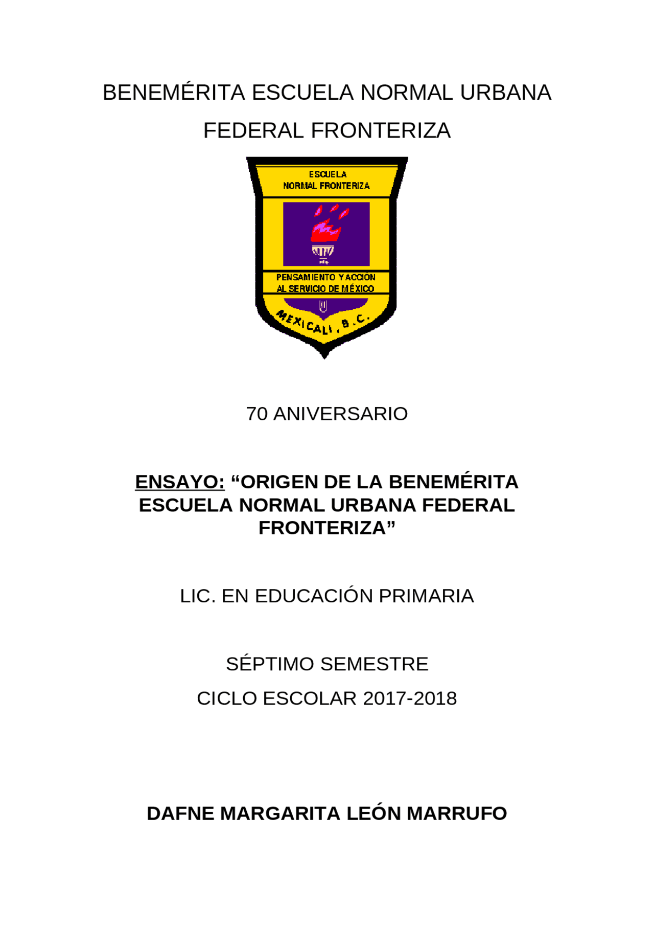 Ensayo origen BENUFF - Docsity