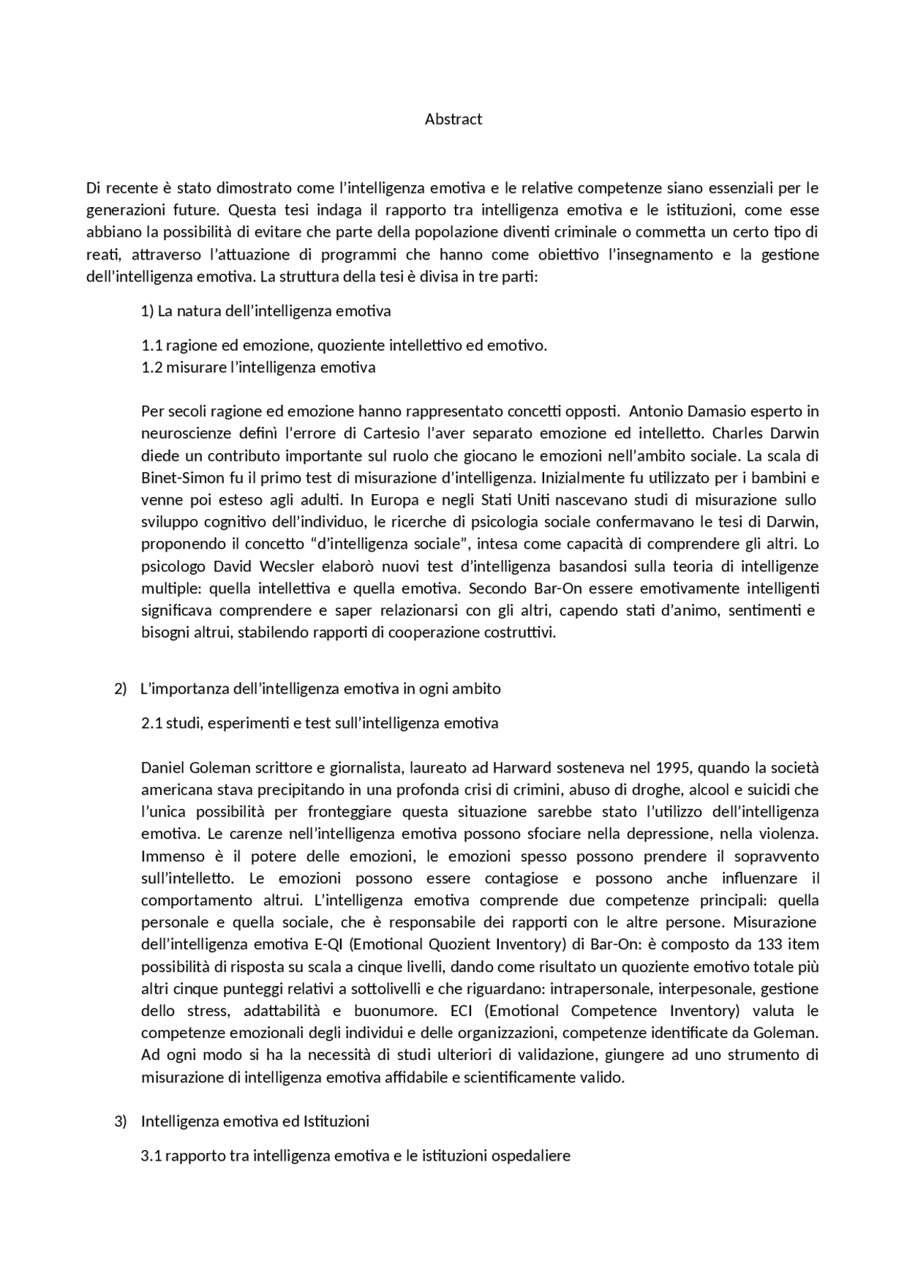 Abstract tesi di laurea | Monografías, Ensayos de Storia Delle ...