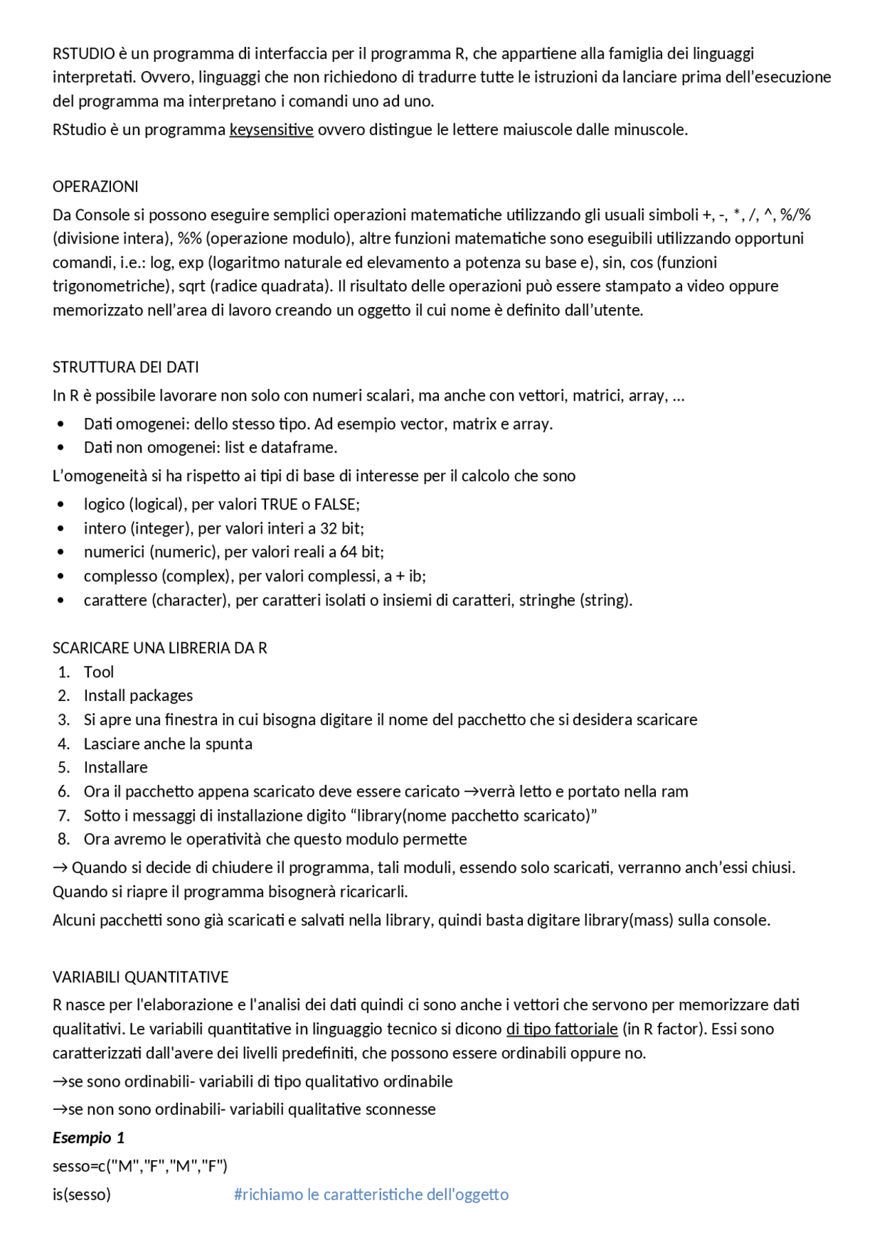 Introduzione al programma RStudio | Appunti di Elementi di Informatica ...