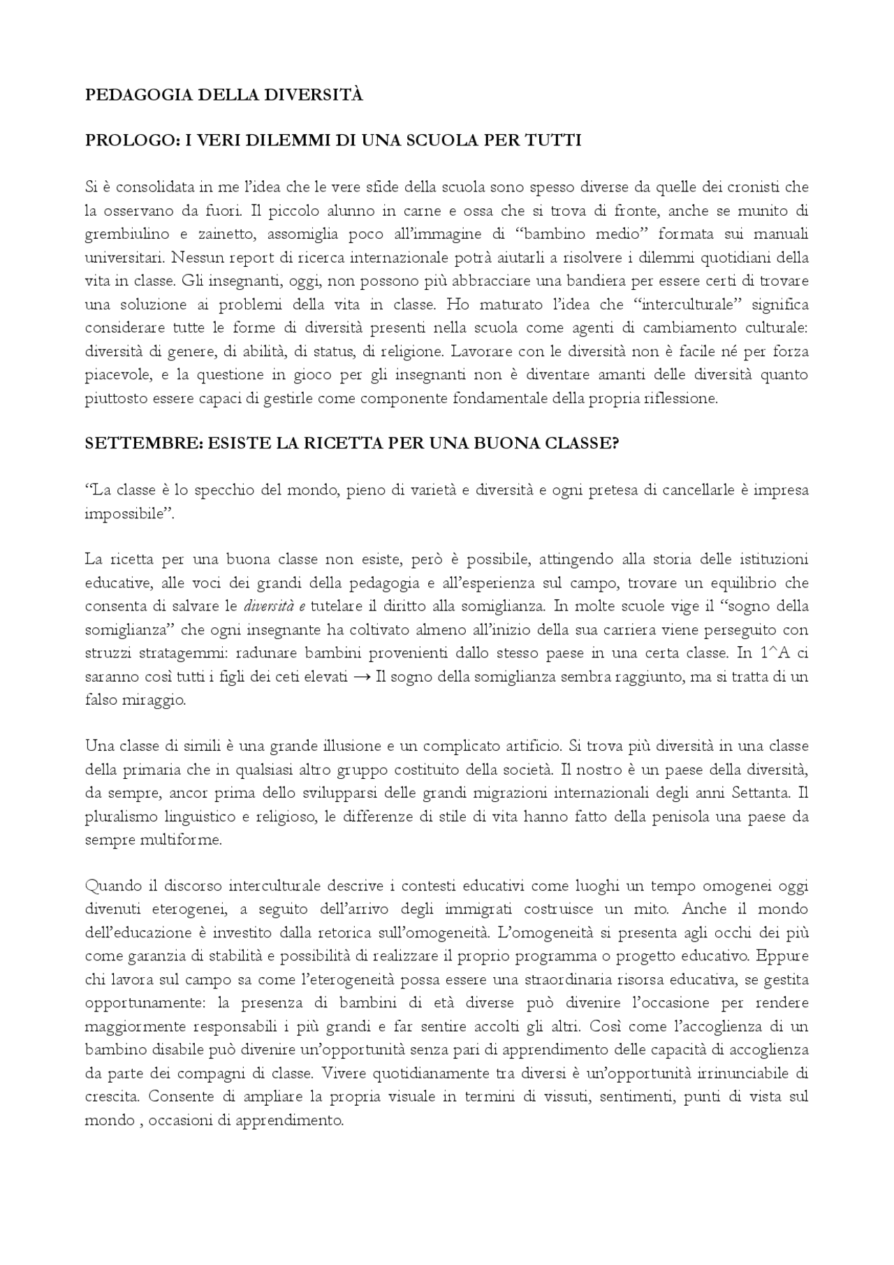 Pedagogia Delle Diversità Agranata Docsity