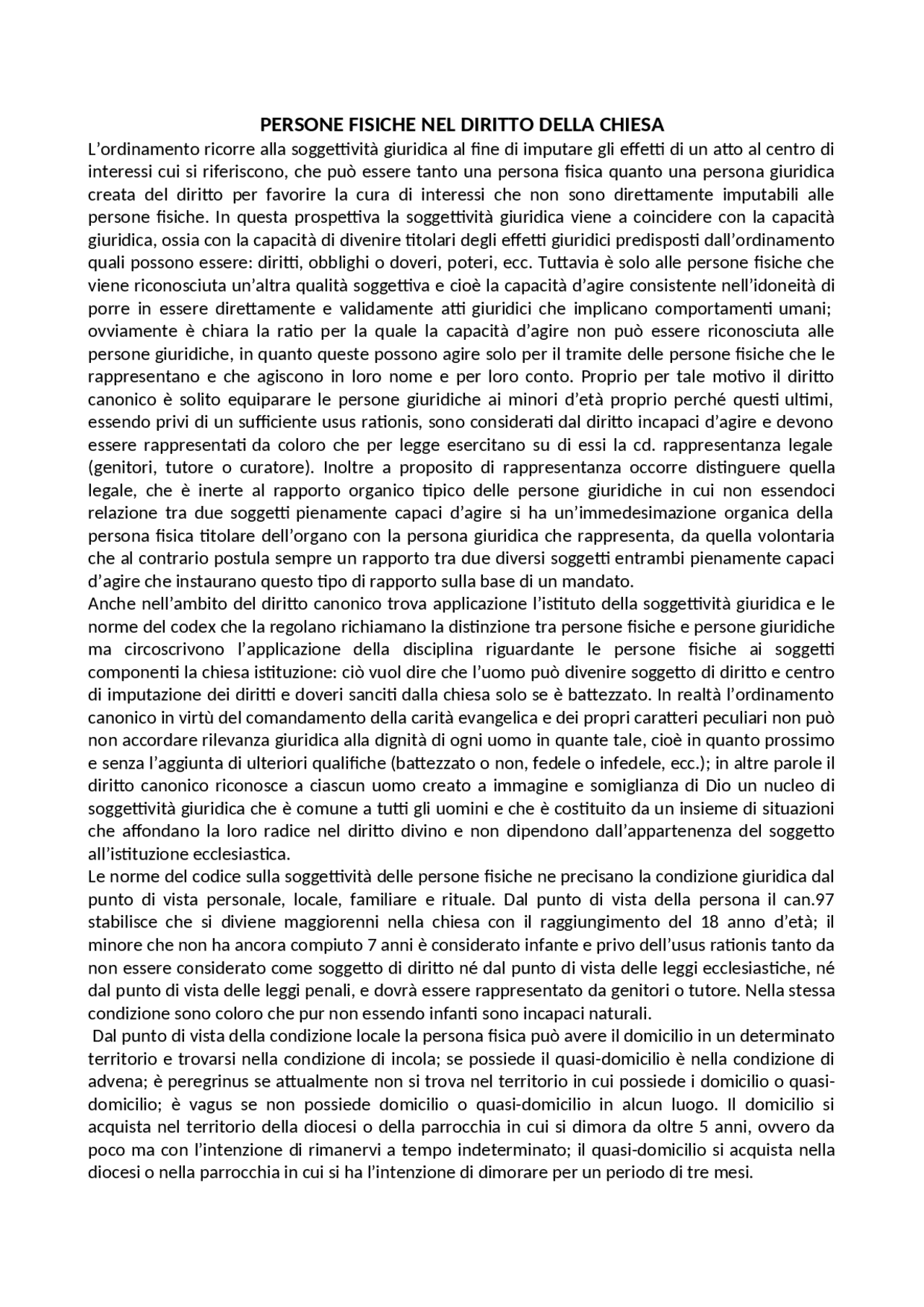 Riassunti Diritto Canonico Docsity