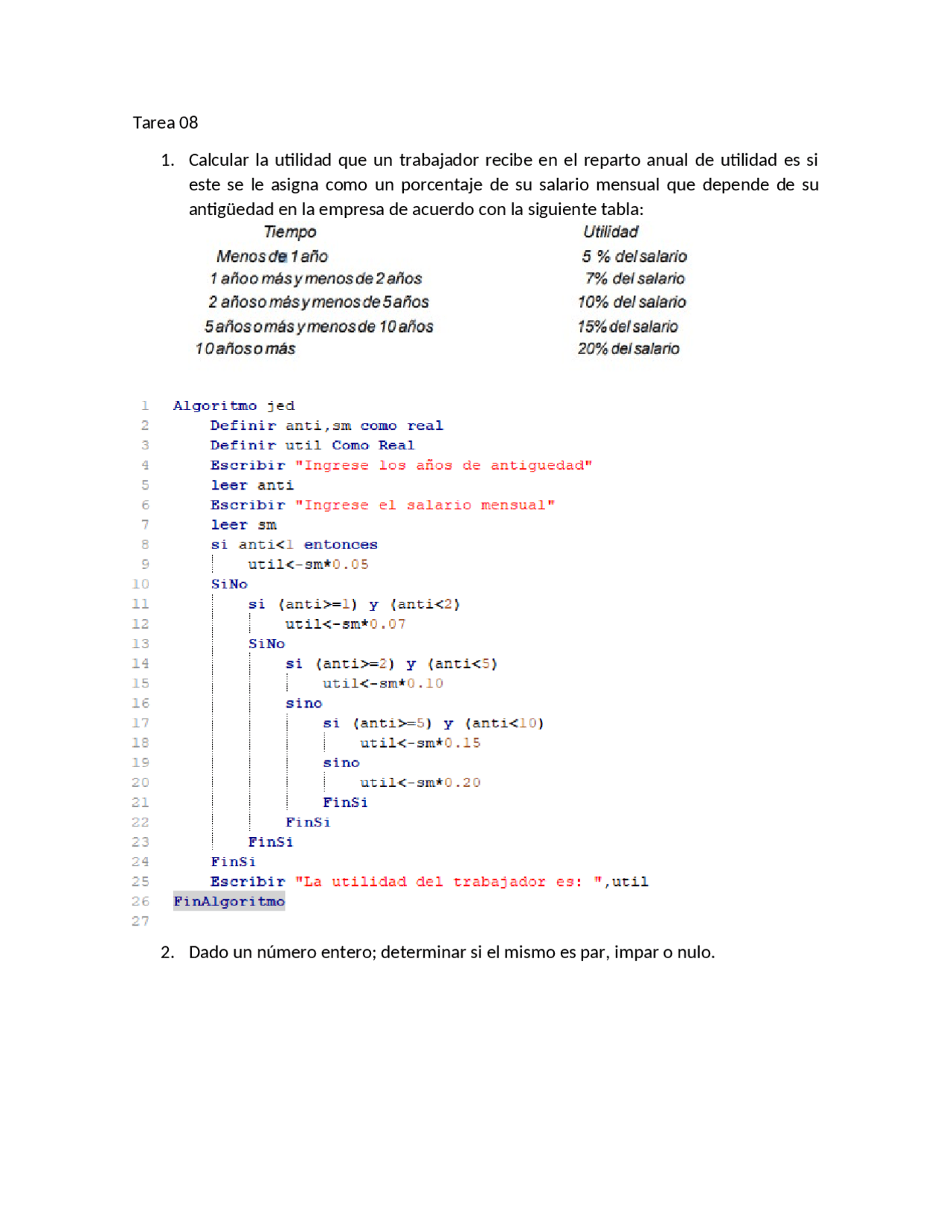 Ejercicios De Algoritmo Docsity