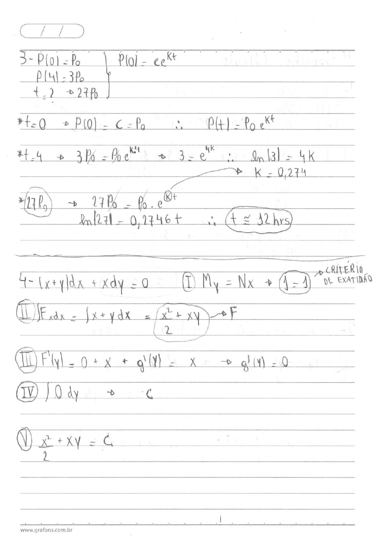 Lista de resolução de EDO's Calculo 3 - Docsity