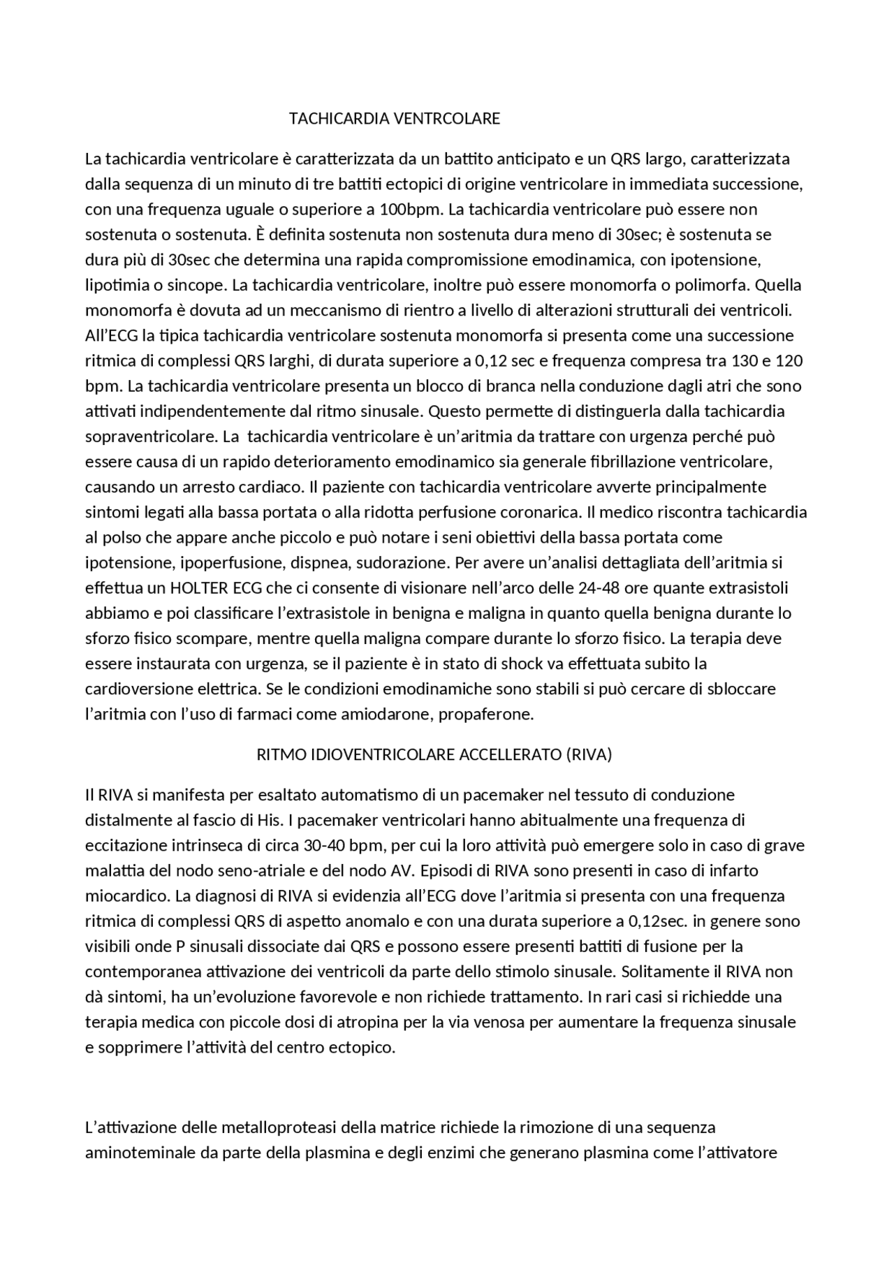 Scienze Infermieristiche Tachicardia Ventricolare Docsity