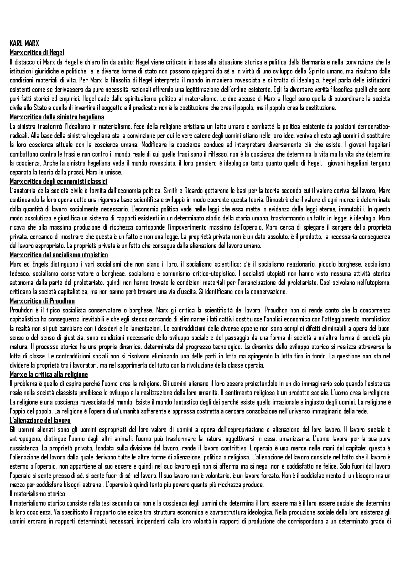 Storia Appunti Su Karl Marx Docsity