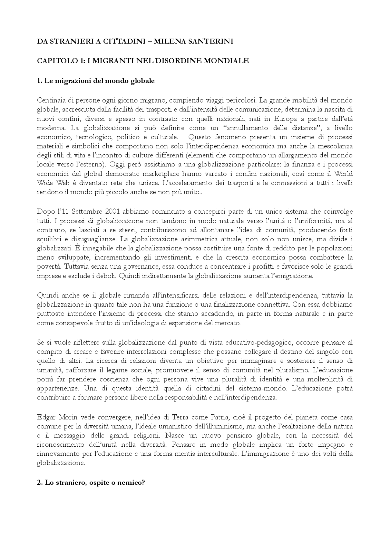 Da Stranieri A Cittadini Santerini Docsity