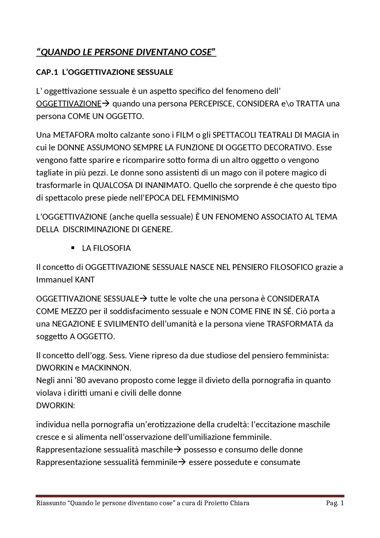 Quando Le Persone Diventano Cose Riassunto Dettagliato Docsity