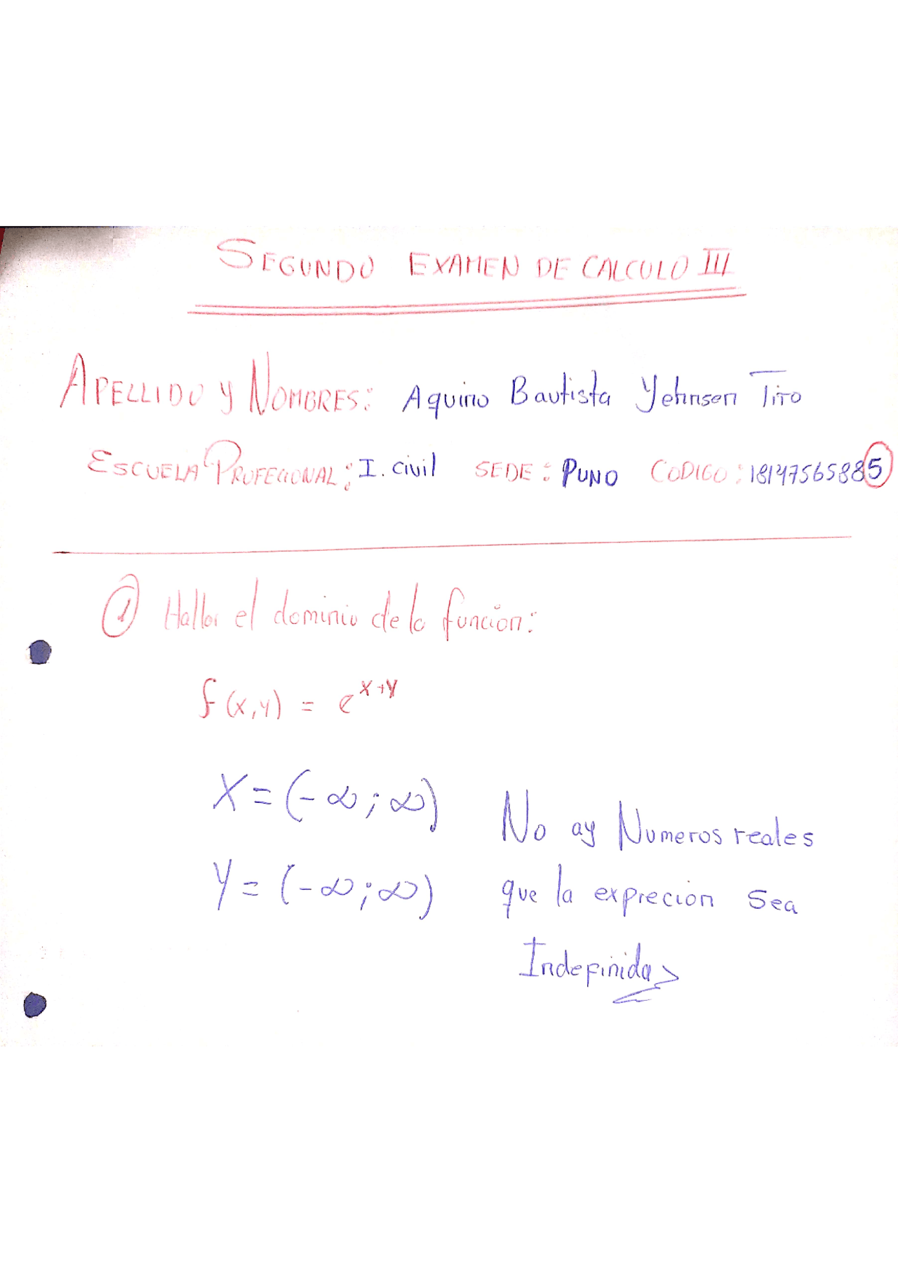 Examen De Calculo Integrales Docsity