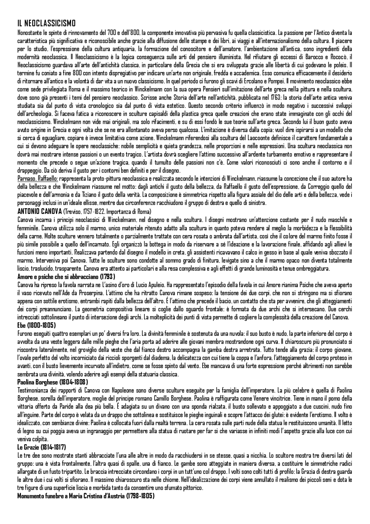 Arte Neoclassicismo Romanticismo Docsity