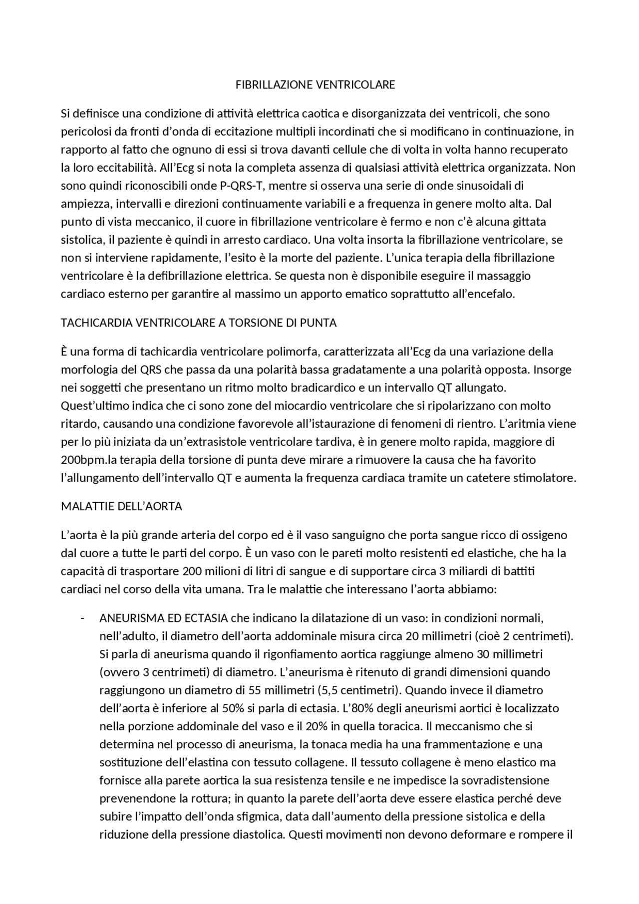 Scienze Infermieristiche Fibrillazione Ventricolare Docsity