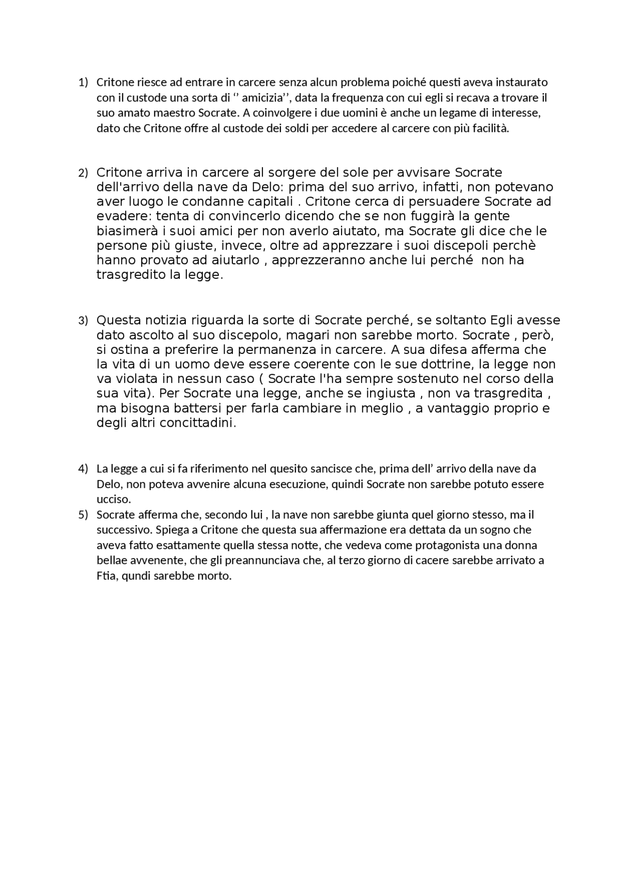 Domande Sul Critone Di Platone Esercizi Di Greco Docsity