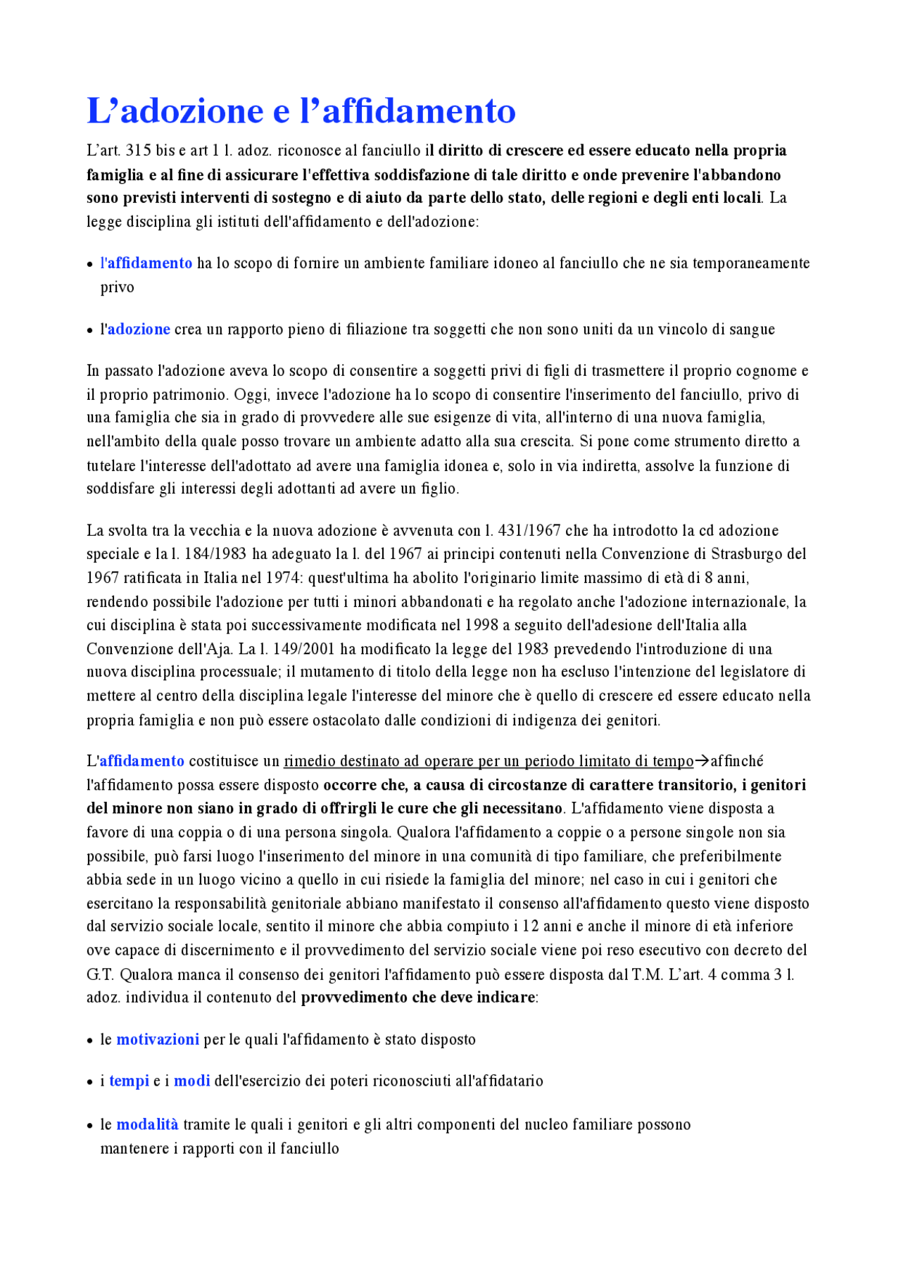 Ladozione E Laffidamento Docsity