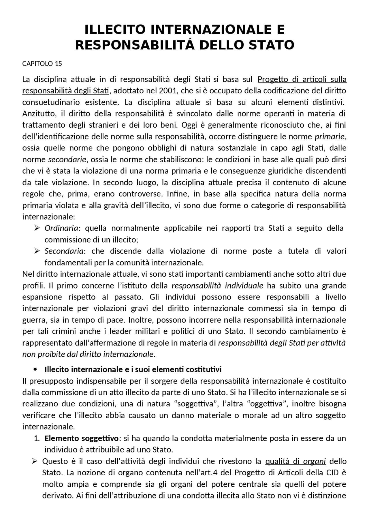 Diritto Internazionale - Docsity
