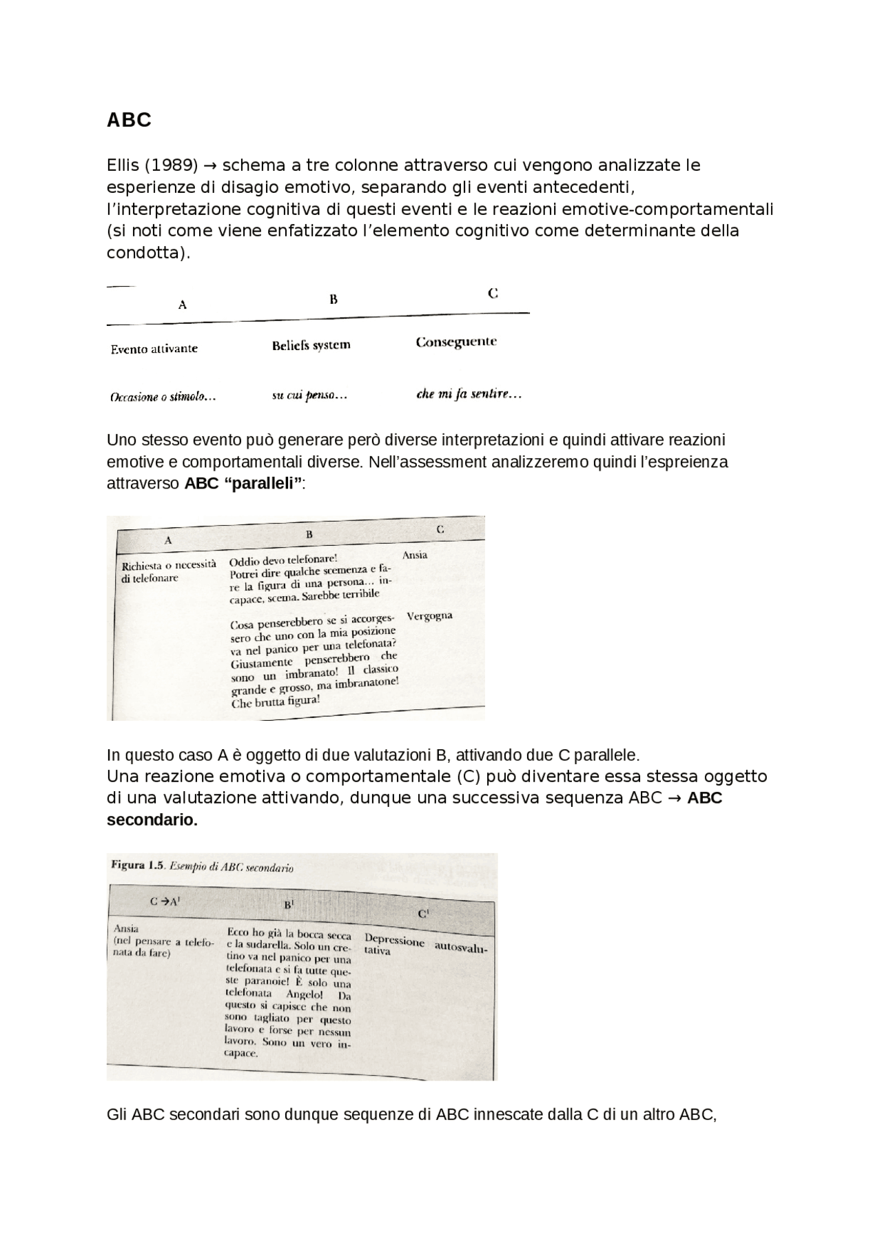ABC - Terapia cognitivo-comportamentale - Docsity