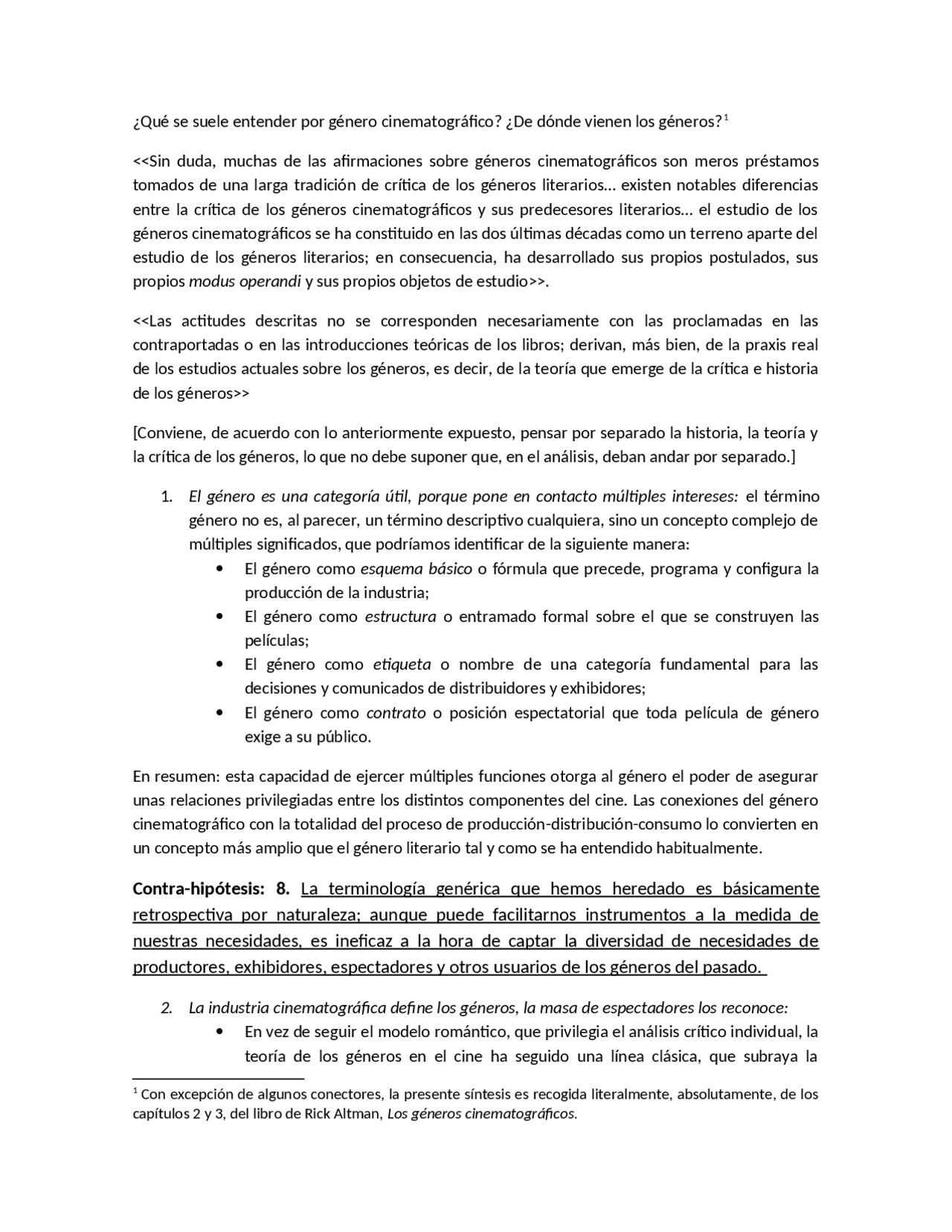 Generos cinematograficos - Docsity