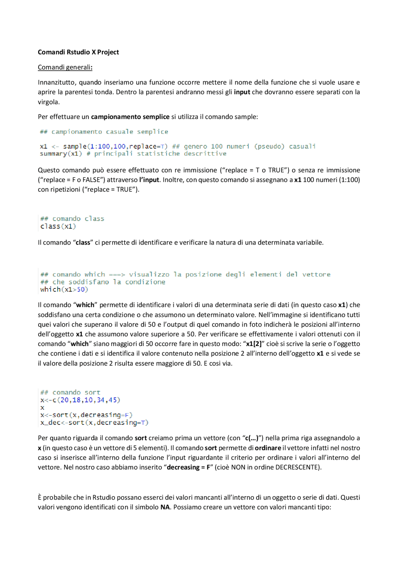 Comandi Rstudio - Analisi delle serie storiche | Appunti di Statistica Economica | Docsity