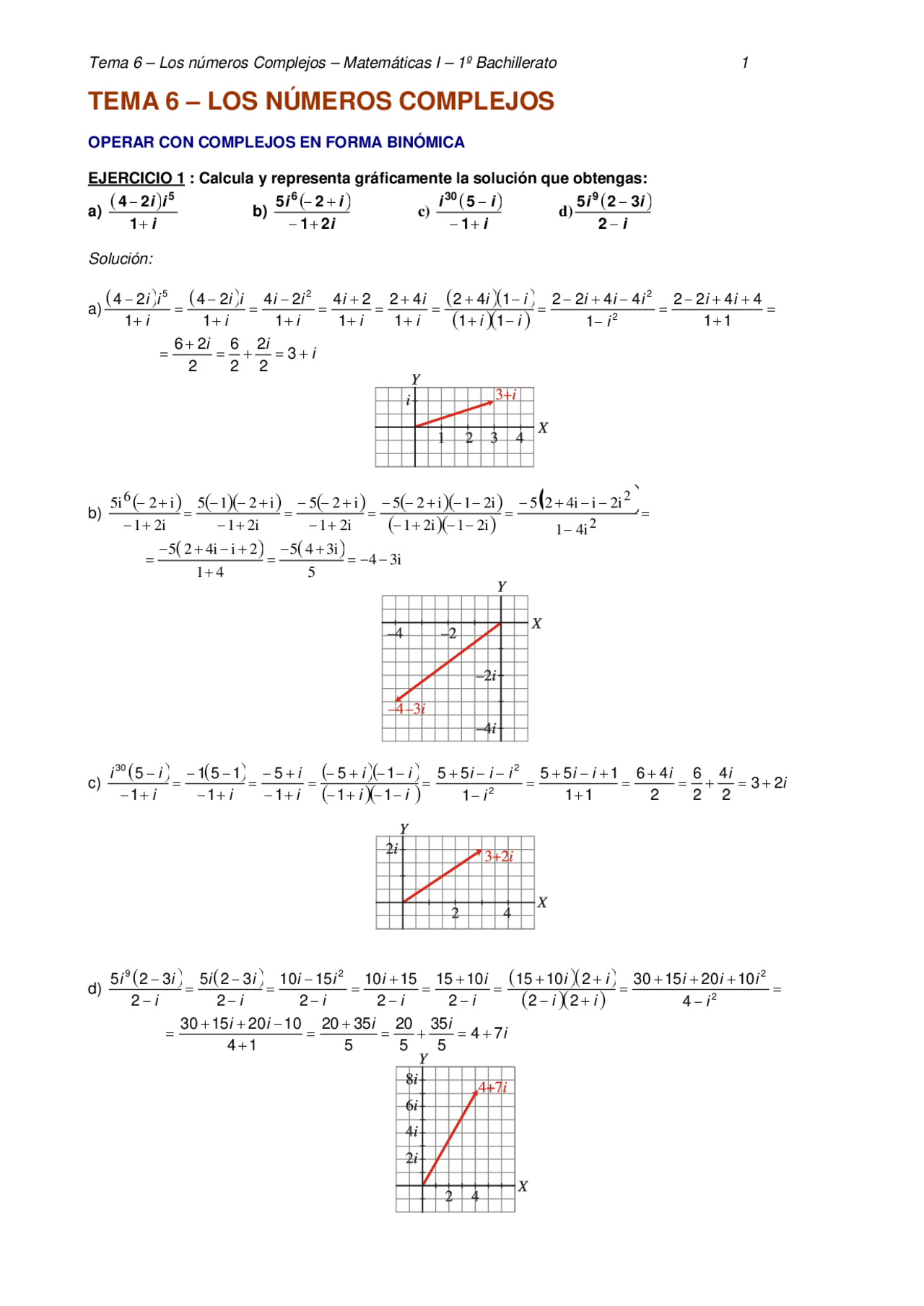 Los Números Complejos Ejercicios Resueltos Ejercicios De