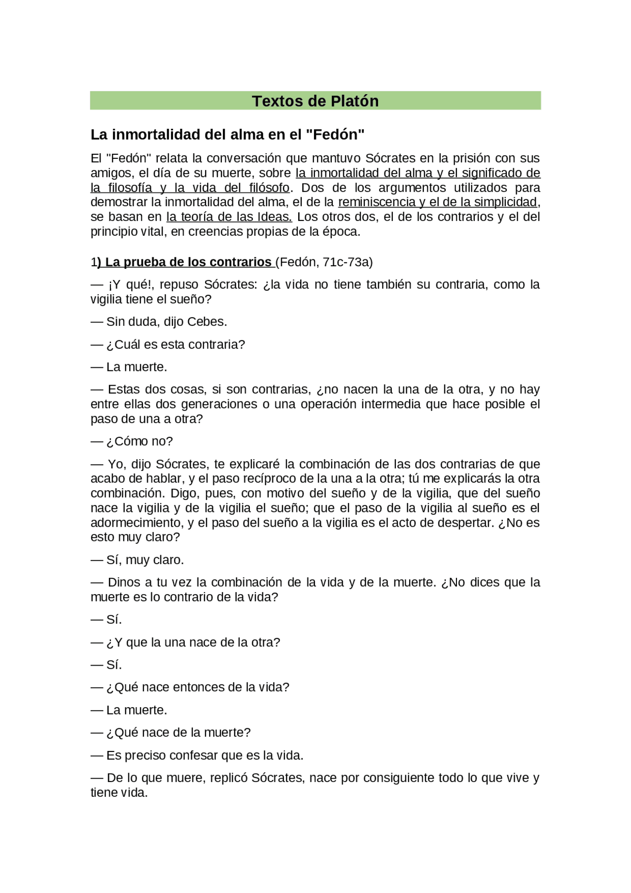 Textos de Platón - Platón y el cristianismo - Docsity