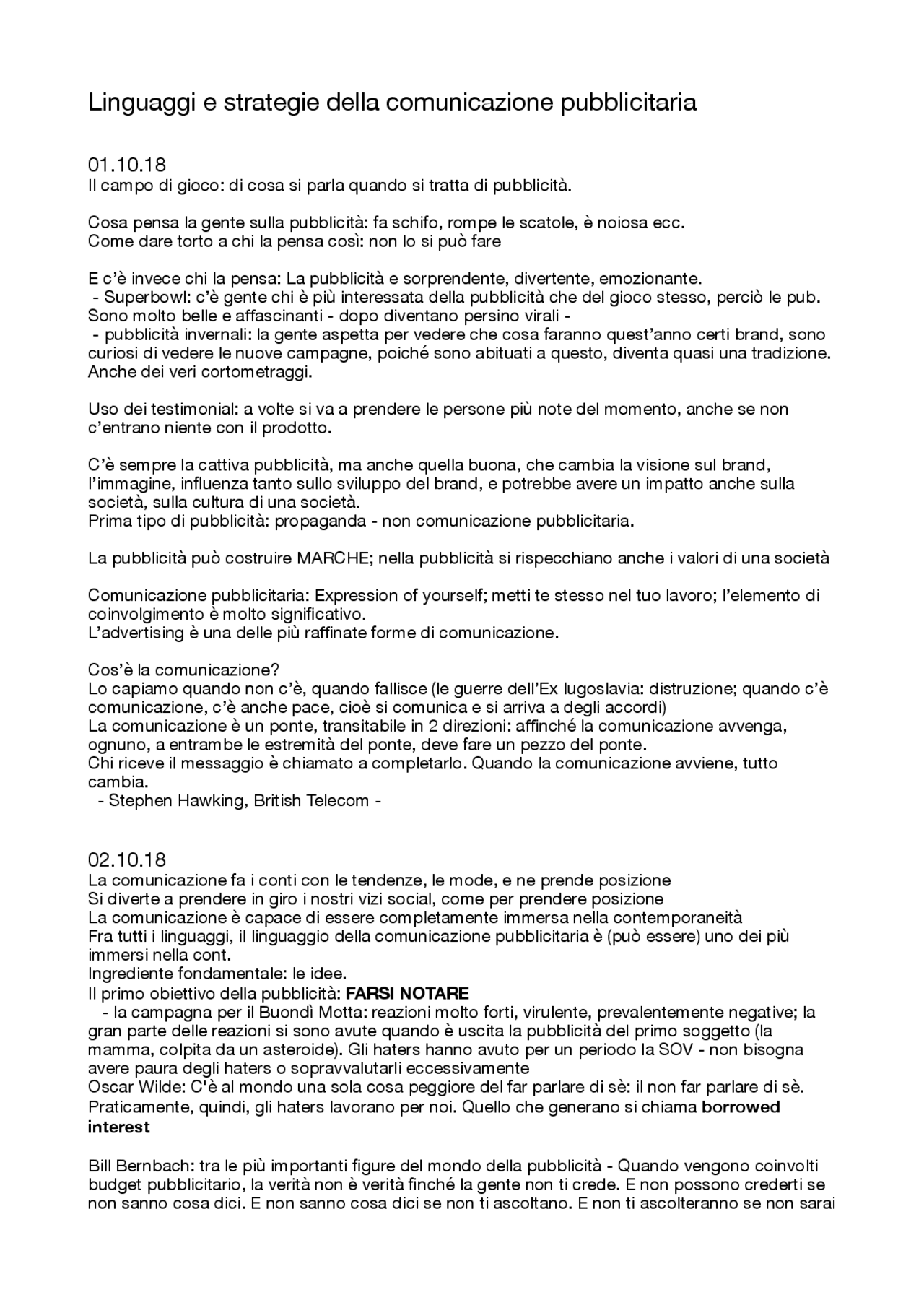 Appunti Linguaggi E Strategie Della Comunicazione Pubblicitaria Docsity
