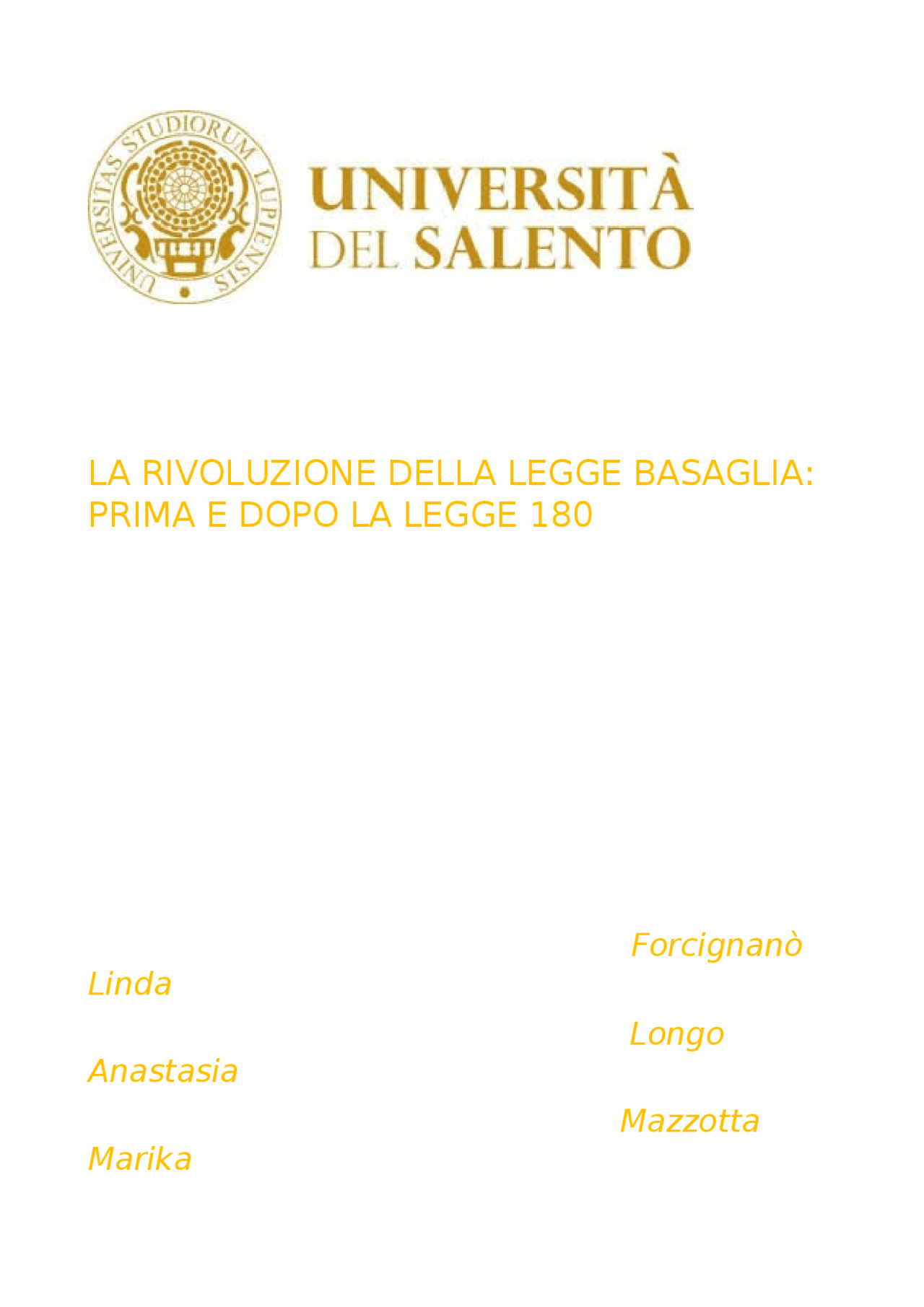 Rivoluzione Della Legge Basaglia Docsity